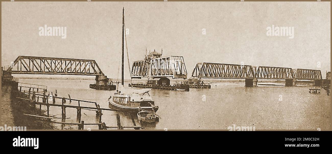 The former swing bridge at Breydon Water, UK in the 1930's. It was also ...