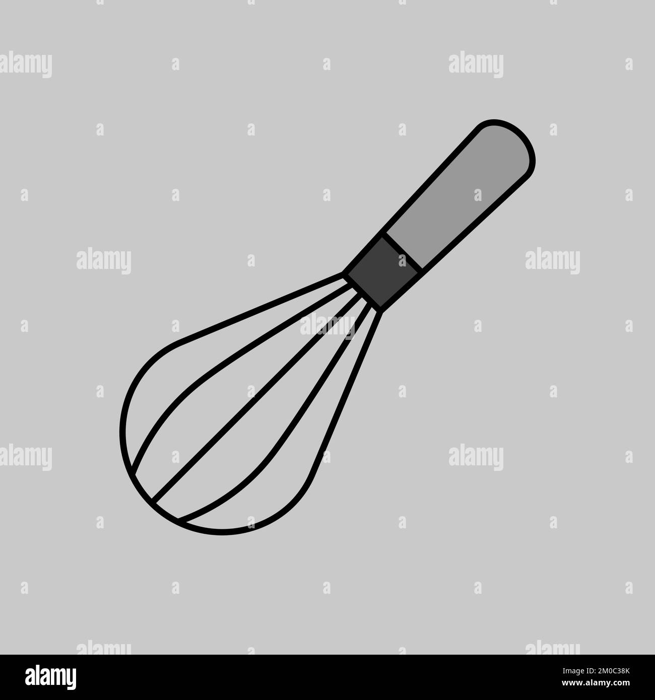 Balloon whisk for mixing and whisking vector grayscale icon. Kitchen ...