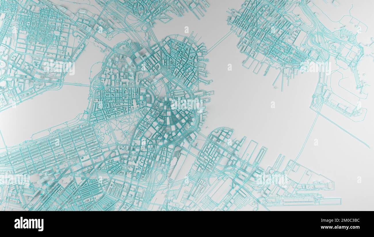 simplified map of the city of Houston aerial view. 3d rendering Stock ...