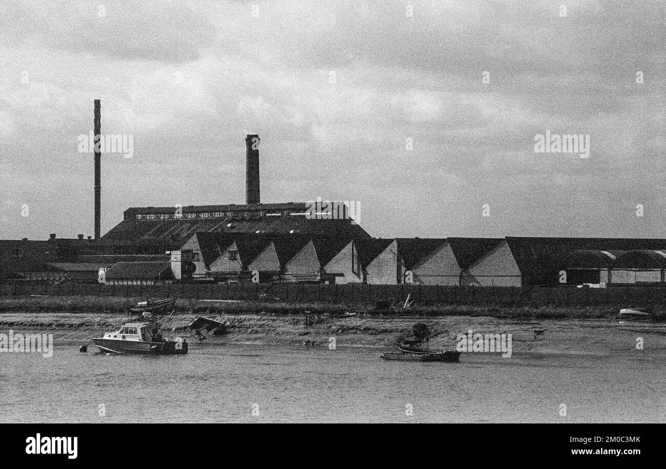 1978 black & white archive view across the River Ouse from King's Lynn ...