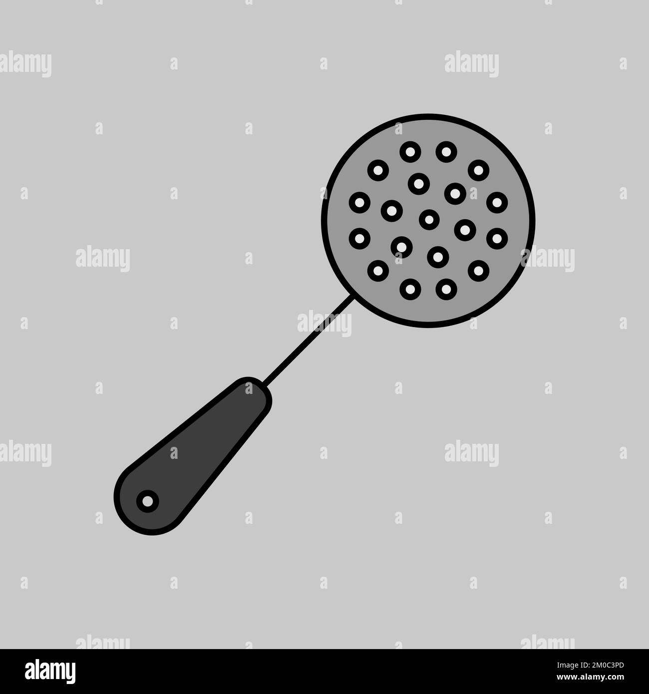 Skimmer vector grayscale icon. Kitchen appliance. Graph symbol for ...