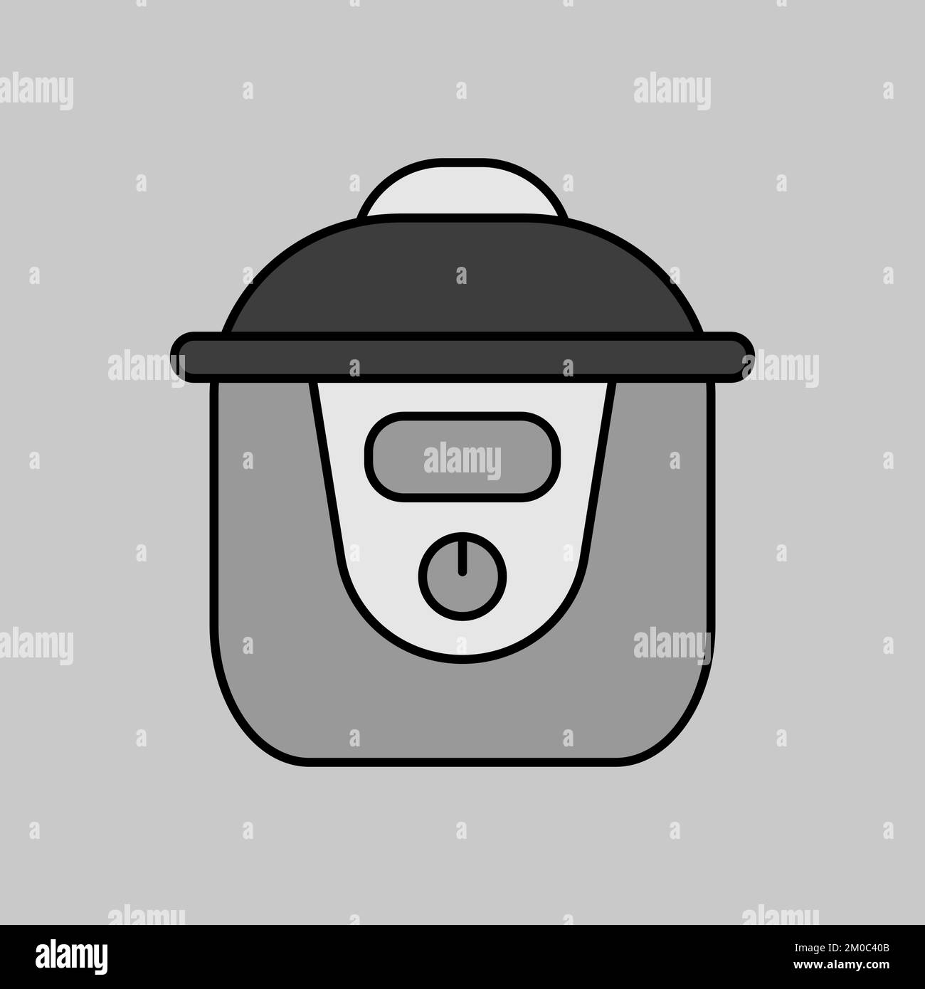 Slow cooking crock pot vector grayscale icon. Electric kitchen ...