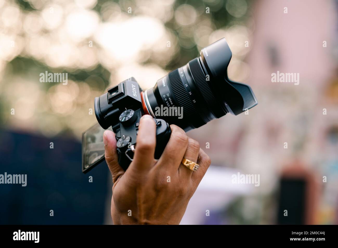 Top view of sony a7iii with lens on , full-frame camera Stock Photo - Alamy