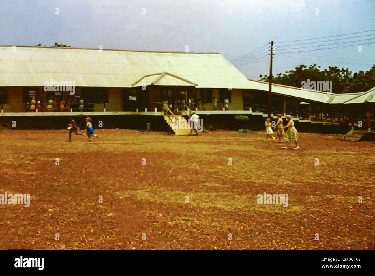 Children in the playground at the RAF Primary School on Burma Camp ...