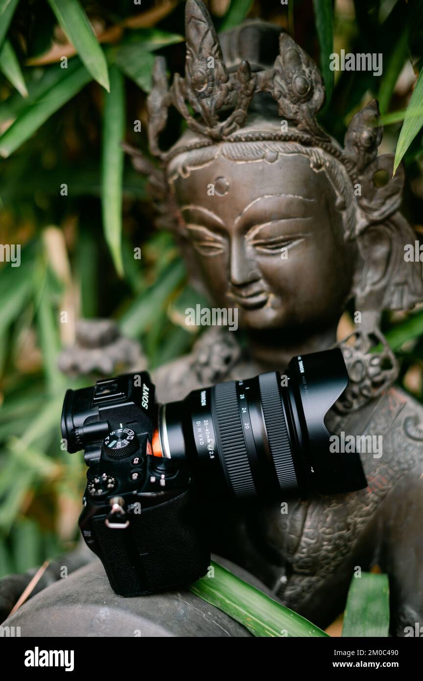 Top view of sony a7iii with the lens on, full-frame camera Stock Photo ...