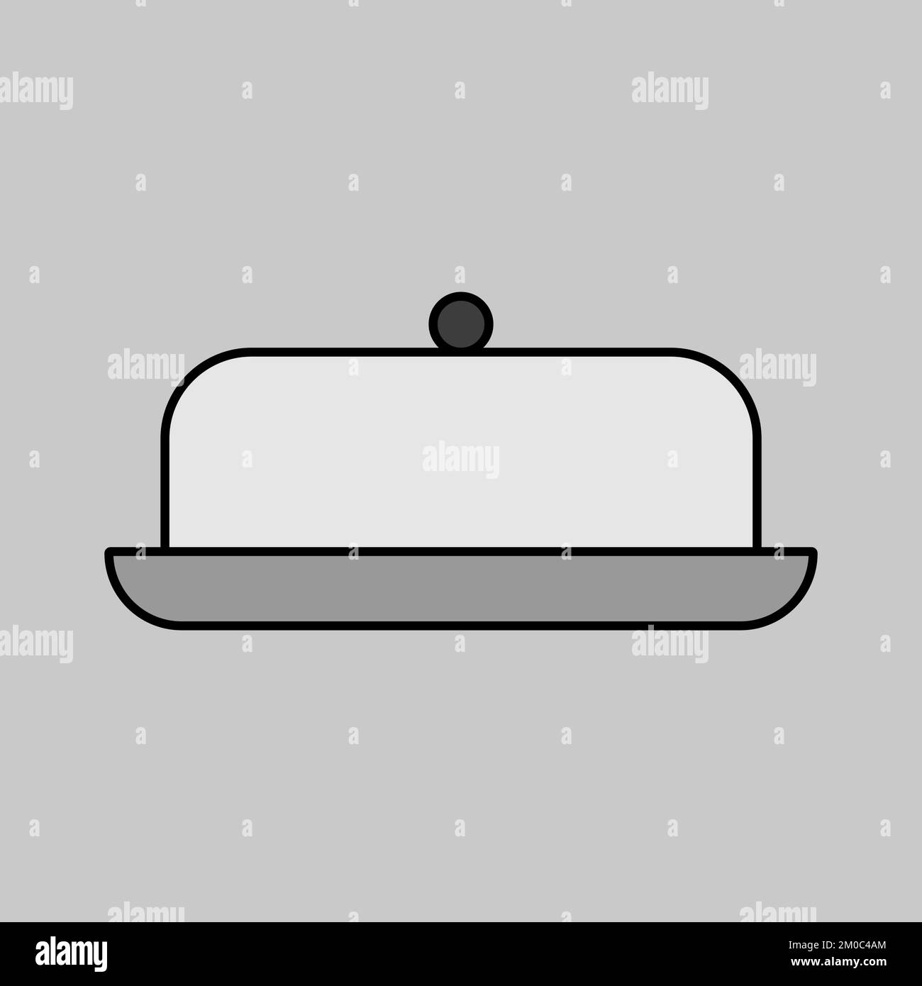 Butter dish vector grayscale icon. Kitchen appliance. Graph symbol for ...
