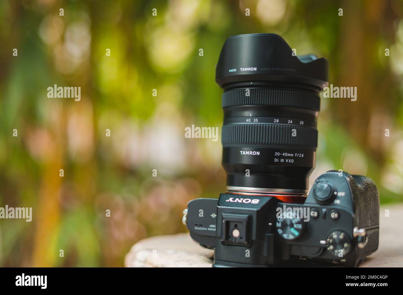 top view of sony a7iii with lens on , full-frame camera Stock Photo - Alamy