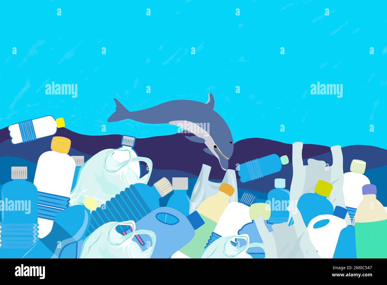 Creative illustration about plastic pollution in the oceans Stock Photo ...