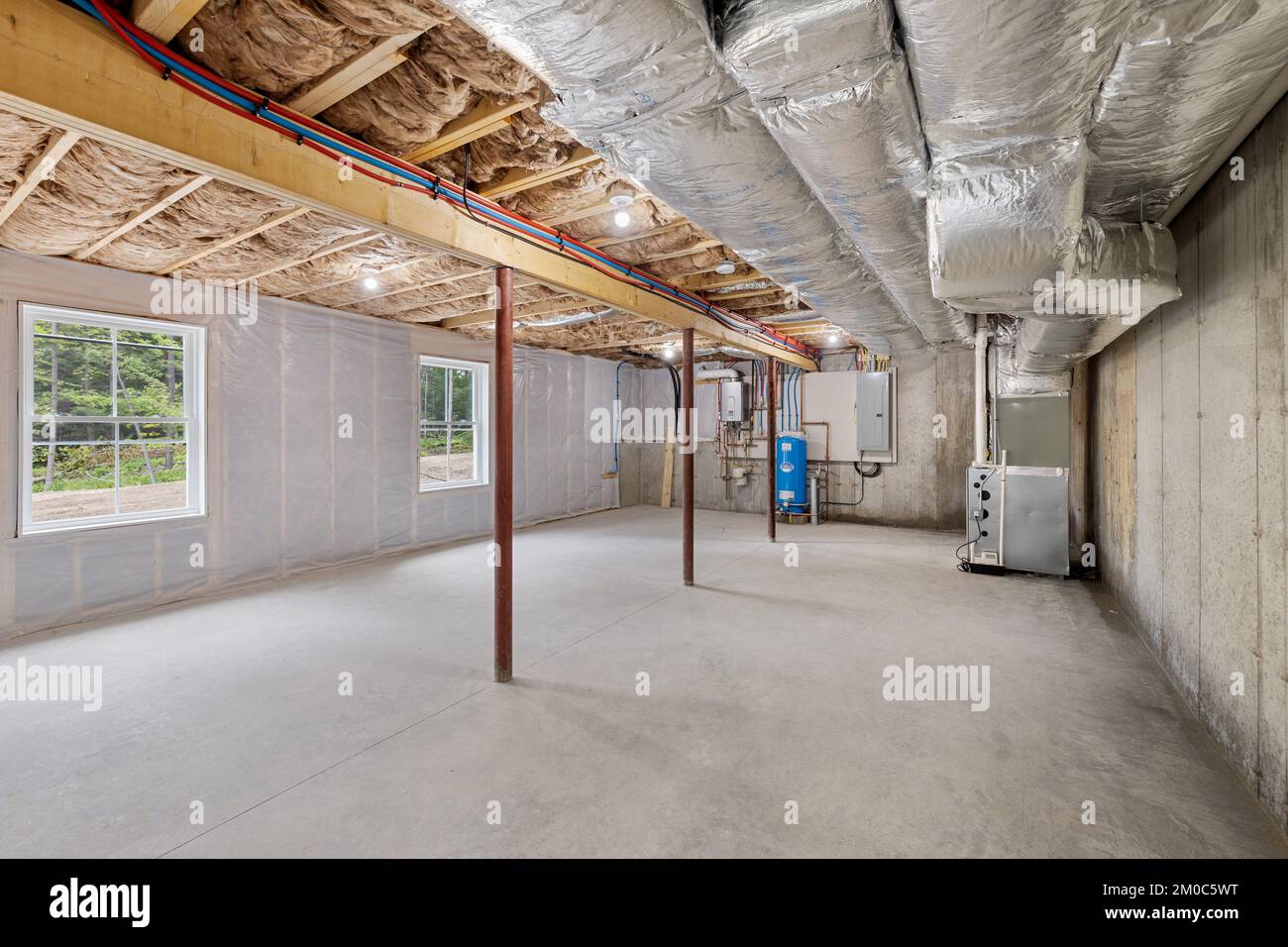 An interior of a semi-finished building in the process of renovation ...