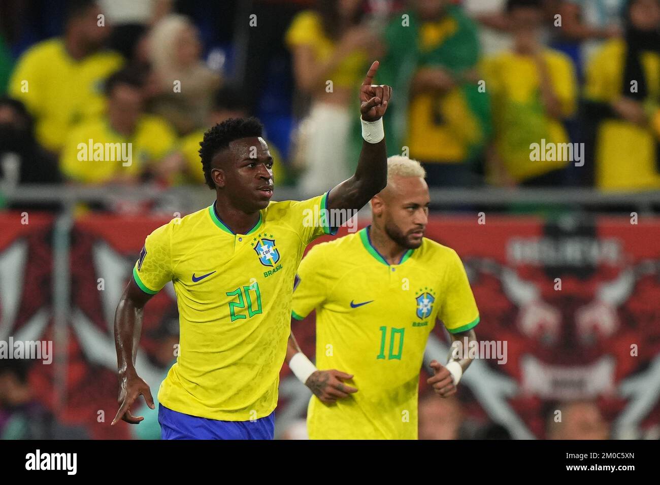 Vinicius Junior of Brazil celebrates his goal during the FIFA World Cup ...
