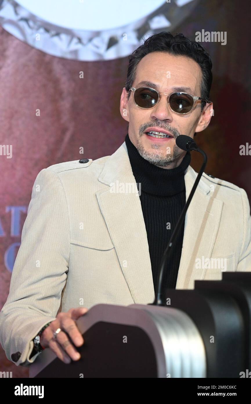 New York, USA. 05th Dec, 2022. Singer/songwriter Marc Anthony visits ...