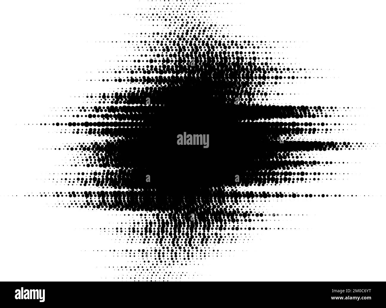 Grunge glitched halftone spot. Distorted comic pop art textured stain ...