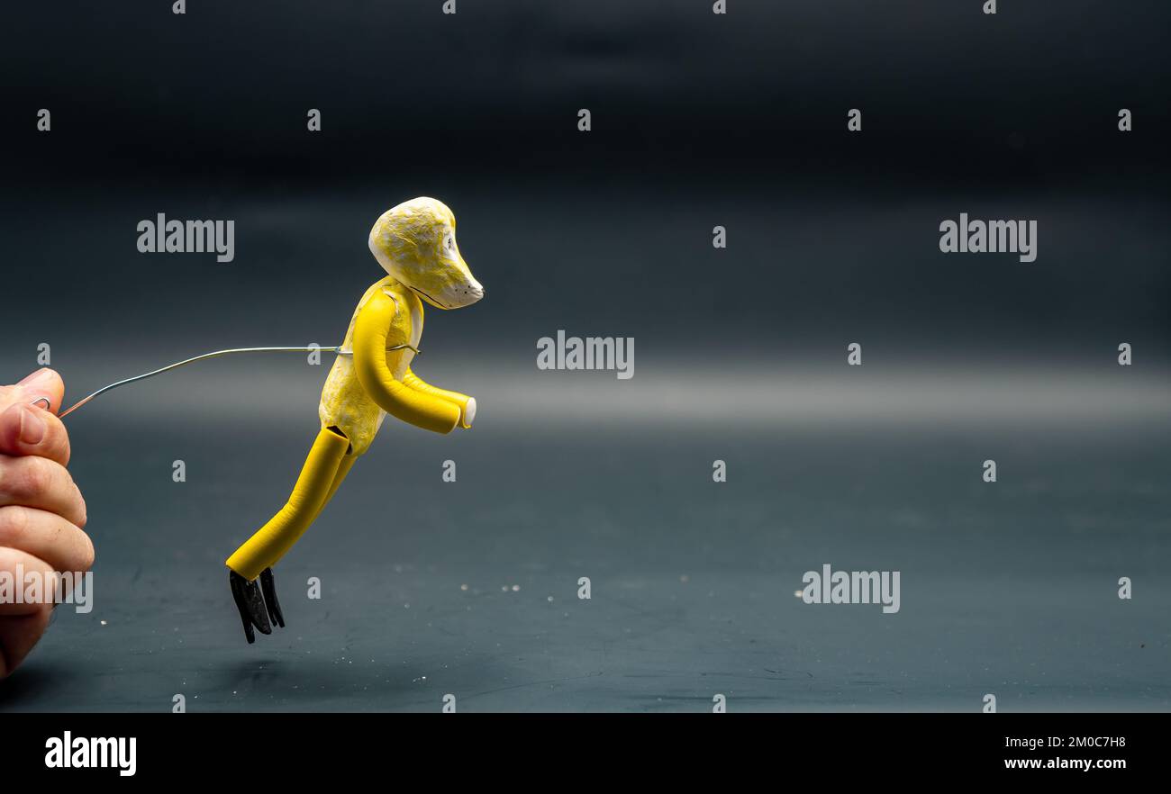 Stopmotion process of jumping. Jump start. Man's hand holding with an ...