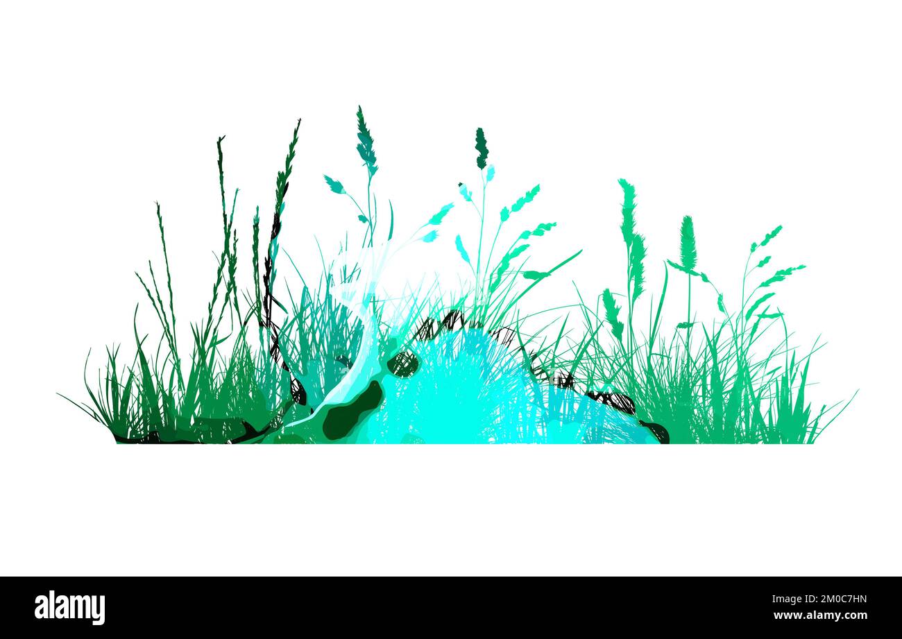 Vector green watercolor natural, organic, bio, eco label and shape ...