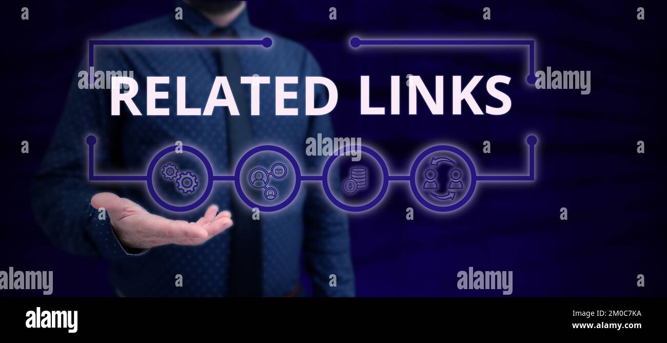 Conceptual caption Related Links. Word for Website inside a Webpage ...