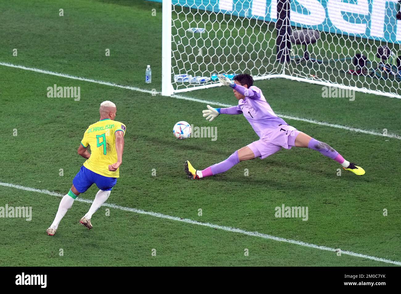 Brazil's Richarlison scores their side's third goal of the game during ...