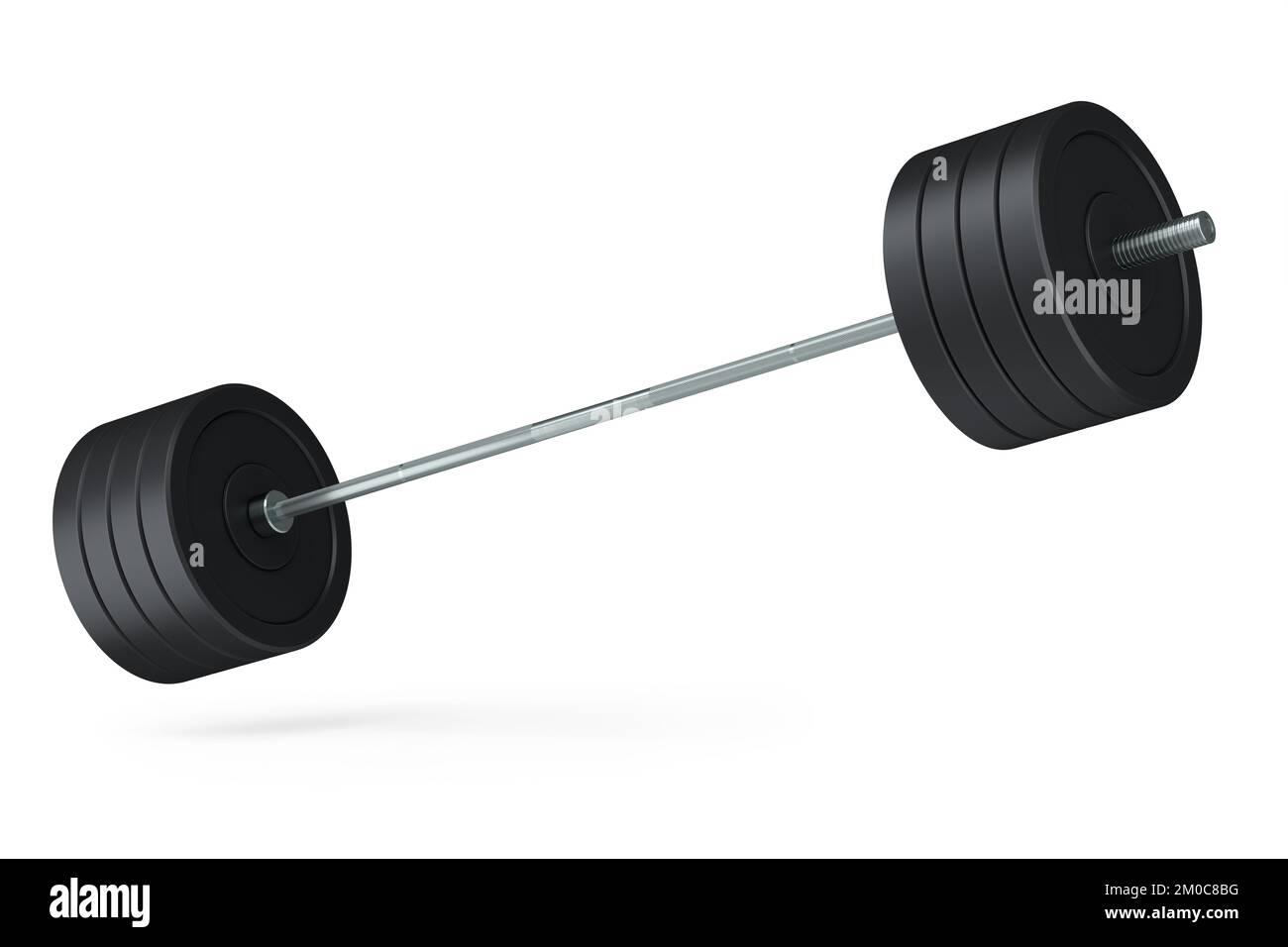 Abstract metal barbell isolated on white background. 3d rendering of ...