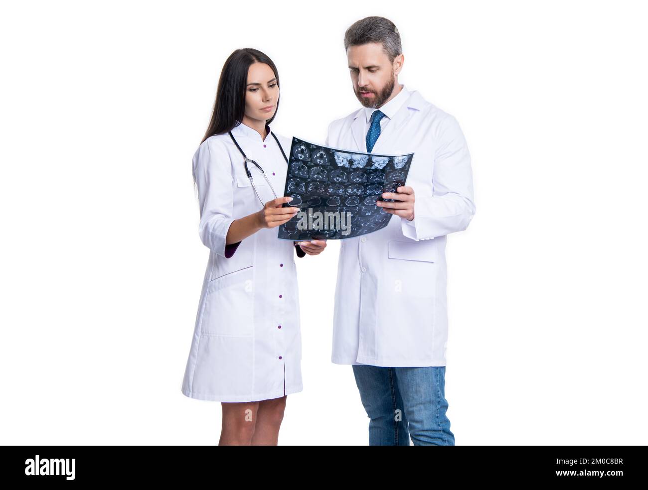 doctor neurologist hold brain mri in studio. doctor neurologist with ...