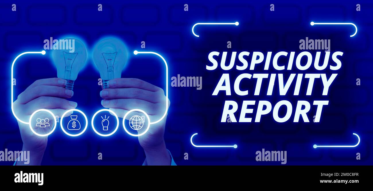 Conceptual caption Suspicious Activity Report. Internet Concept account ...
