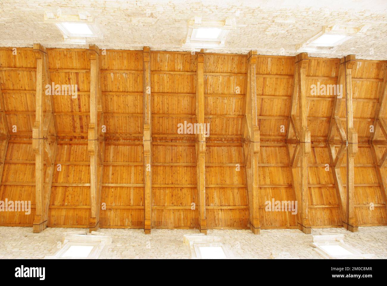Serramonacesca - Abruzzo - Abbey of San Liberatore in Maiella - Detail of the wooden vault Stock ...