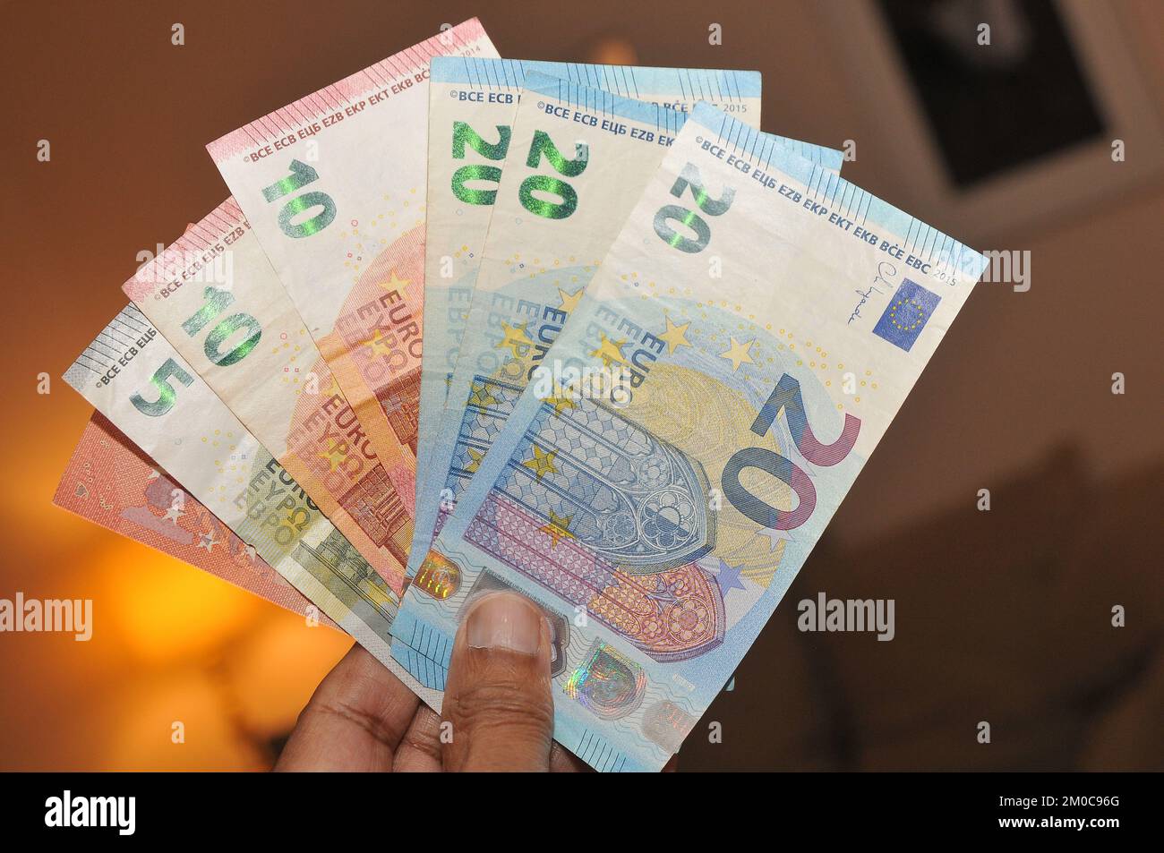 Copenhagen/Denmark/05 December 2022/ Euro currency notes in danish ...