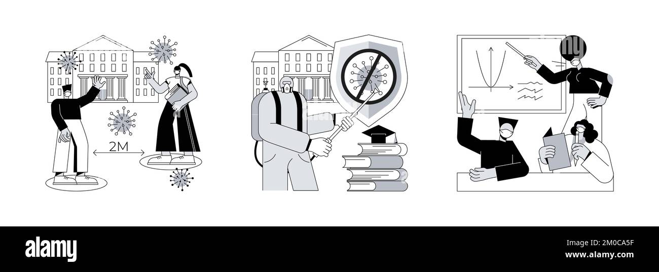Back to school coronavirus guidelines abstract concept vector ...