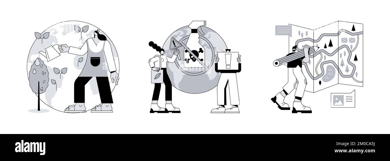 Climate change mitigation abstract concept vector illustration set ...