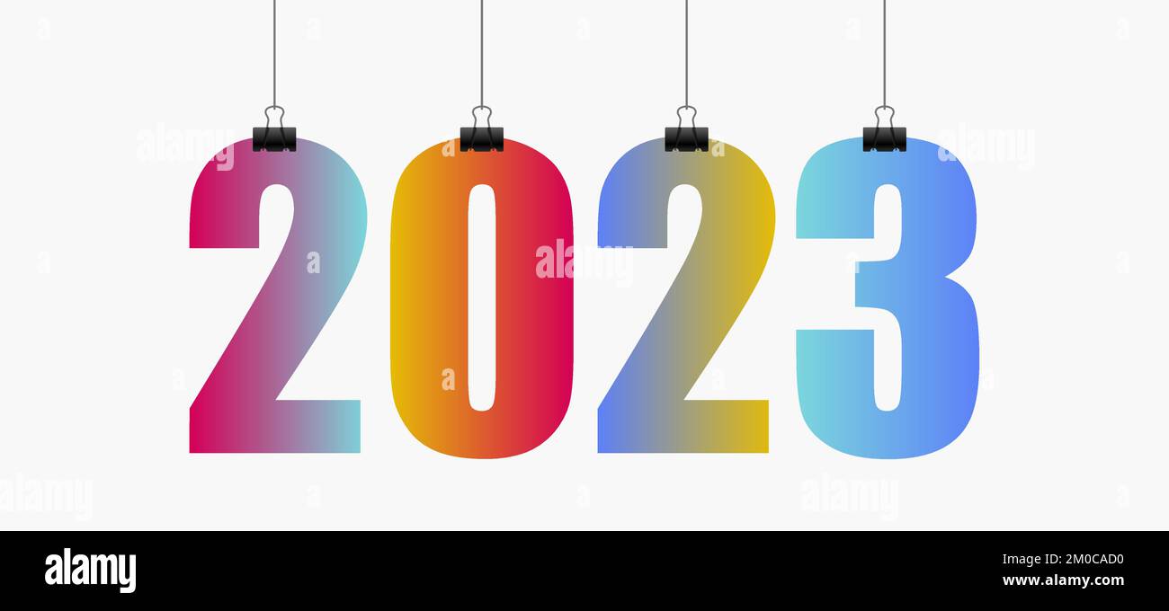 Happy new year 2023. Hanging colourful numbers Stock Vector Image & Art ...