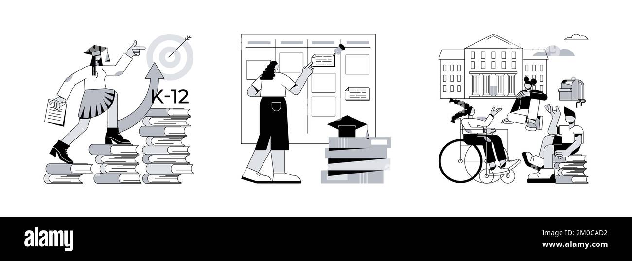 Education program abstract concept vector illustration set. K-12 ...