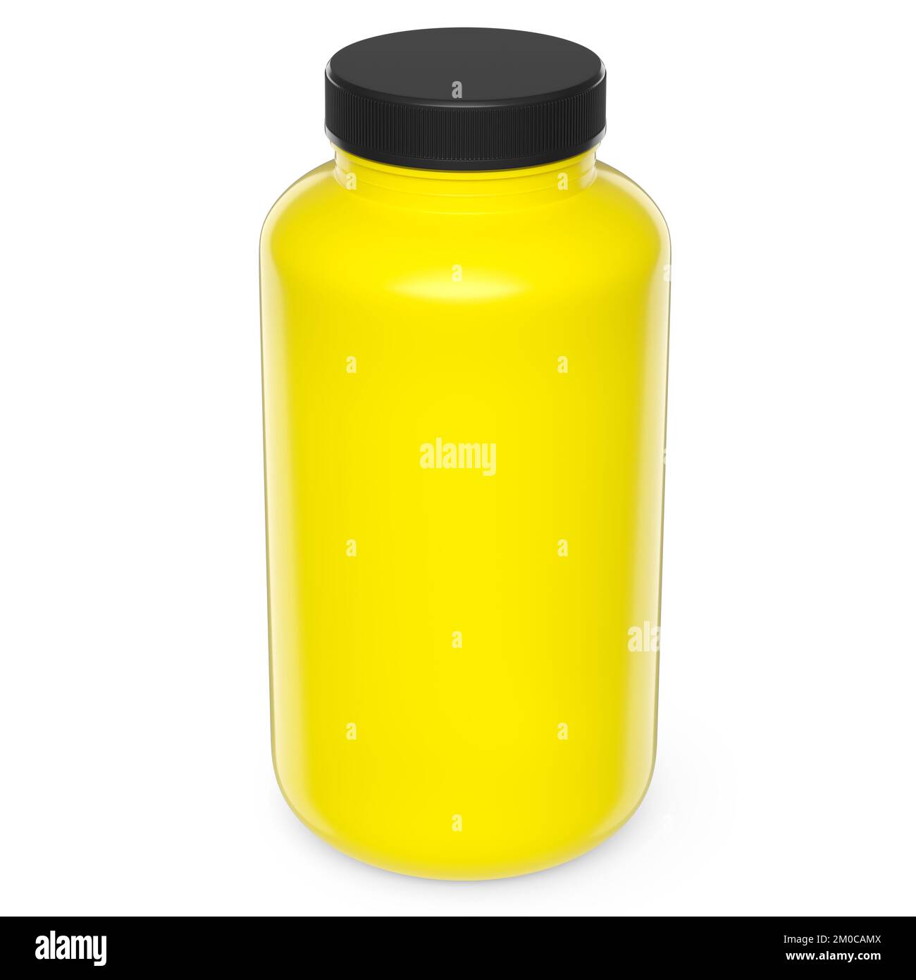 Yellow plastic jar for sport nutrition whey protein and gainer powder ...