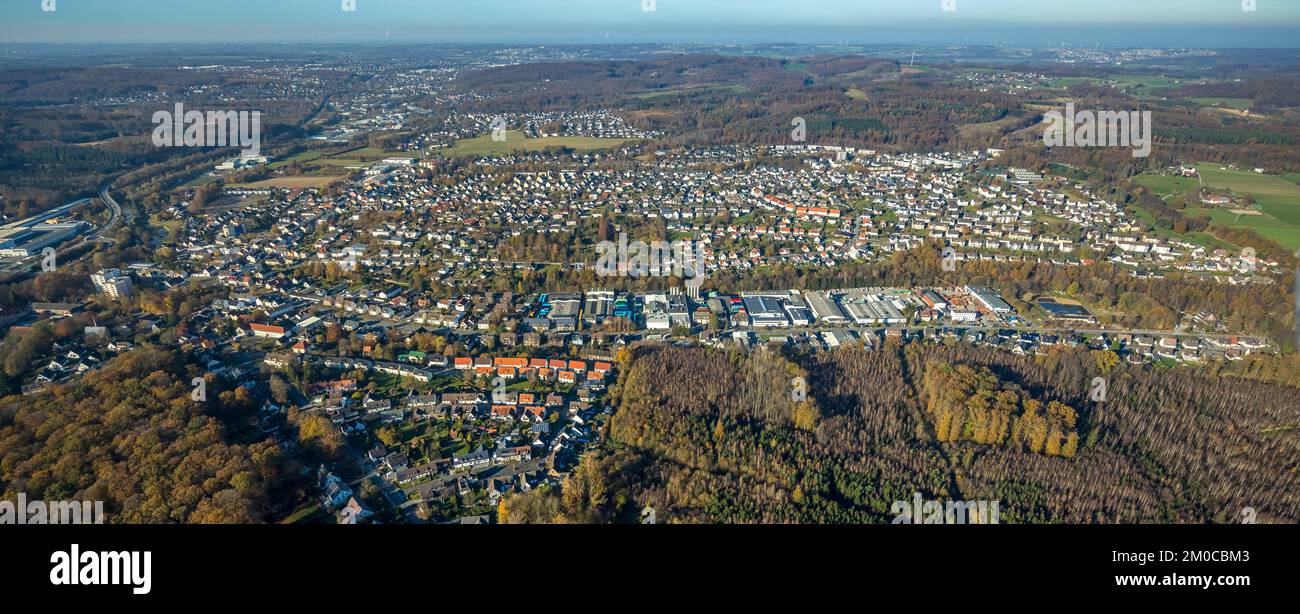 Aerial view, town view district Lendringsen in Menden, Sauerland, North ...