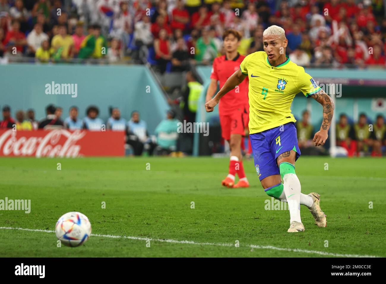 Doha, Qatar. 05th Dec, 2022. Richarlison of Brazil scores his side's ...