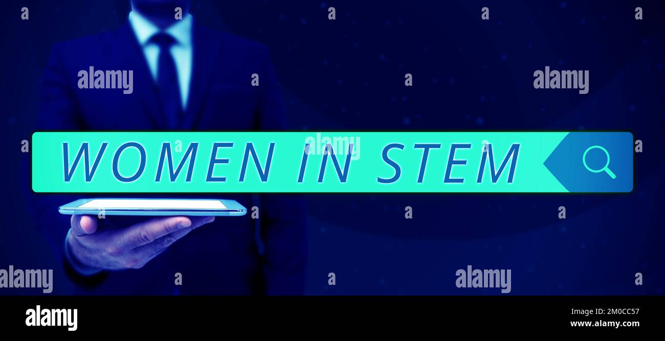 Text caption presenting Women In Stem, Conceptual photo Science ...