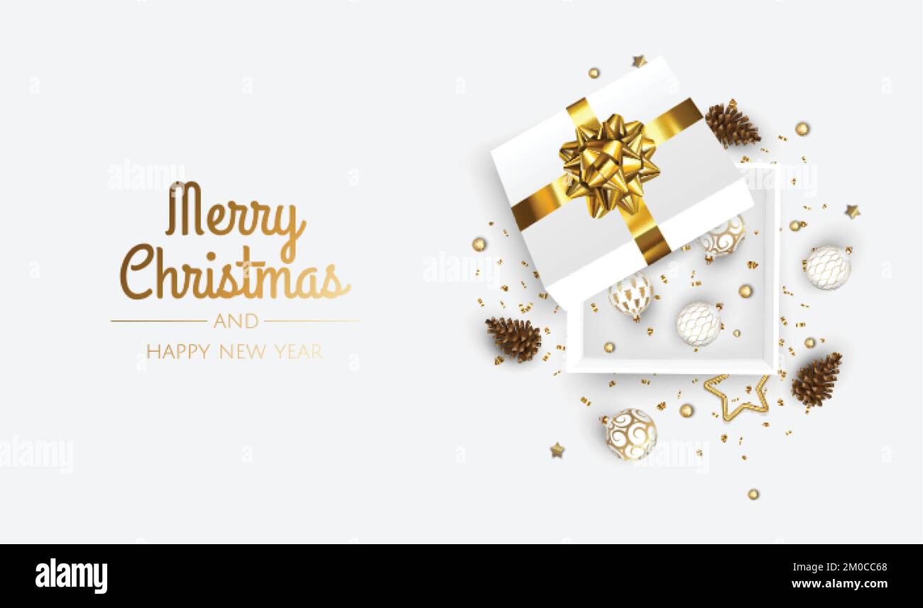 Merry Christmas and Happy New Year. Xmas Festive background with ...