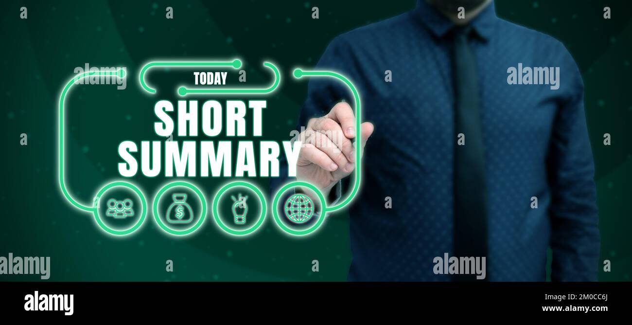 Inspiration showing sign Short Summary. Word for Brief statement of ...