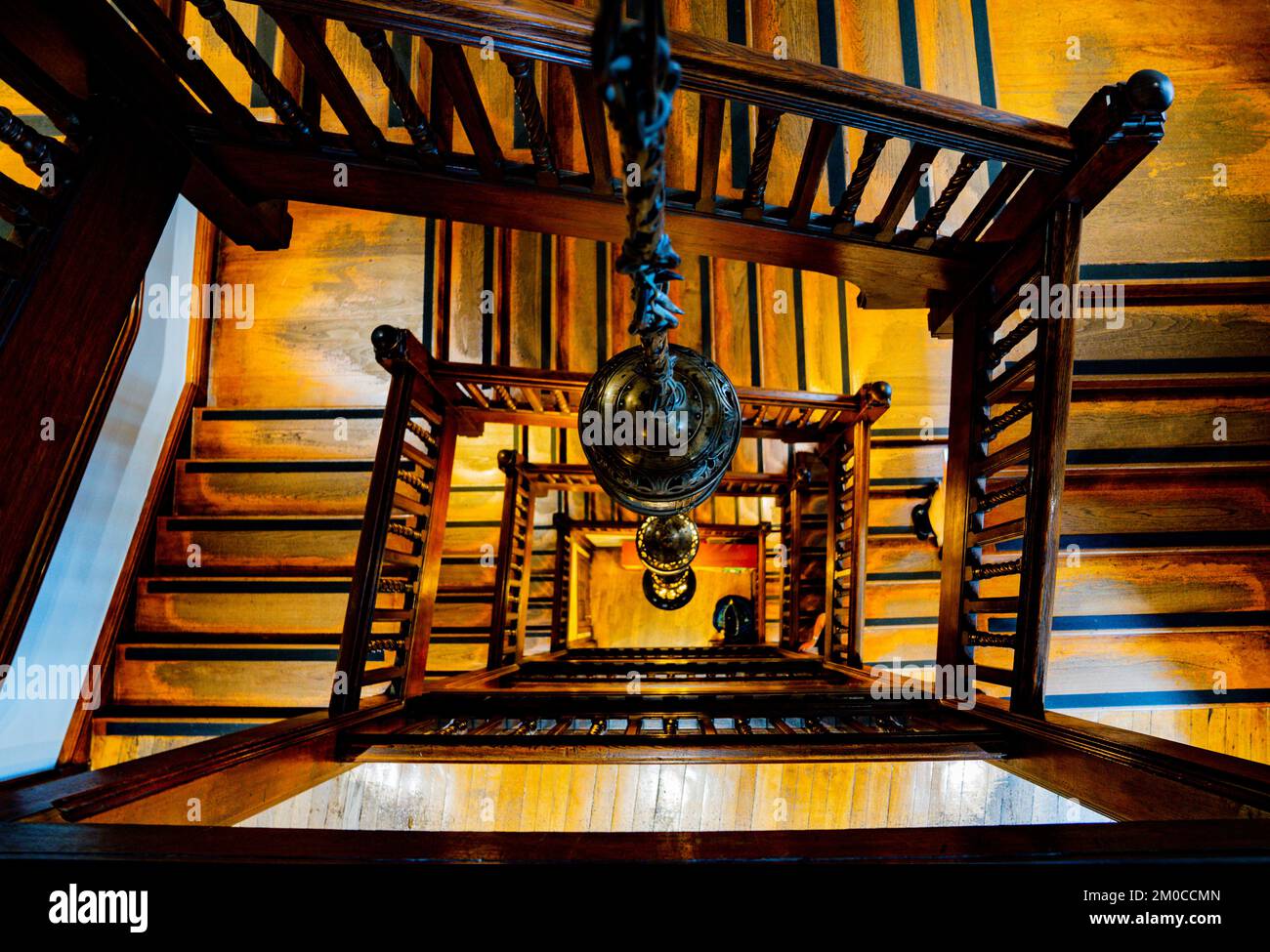 Wooden stairway of historic department store Stock Photo - Alamy