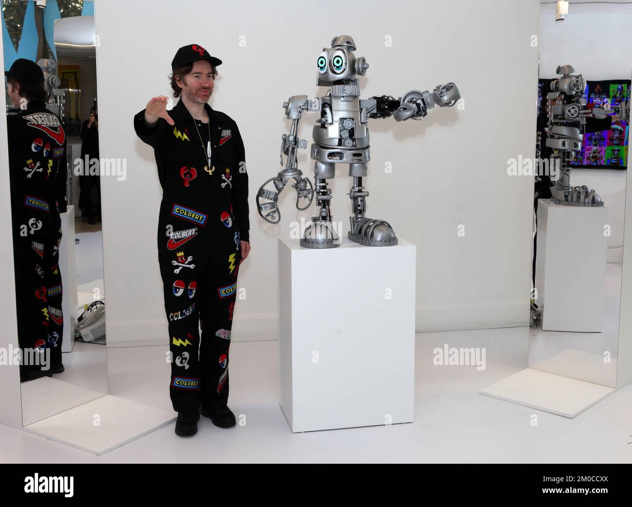 London, UK. Philip Colbert with his art-making LobsterBot at the ...