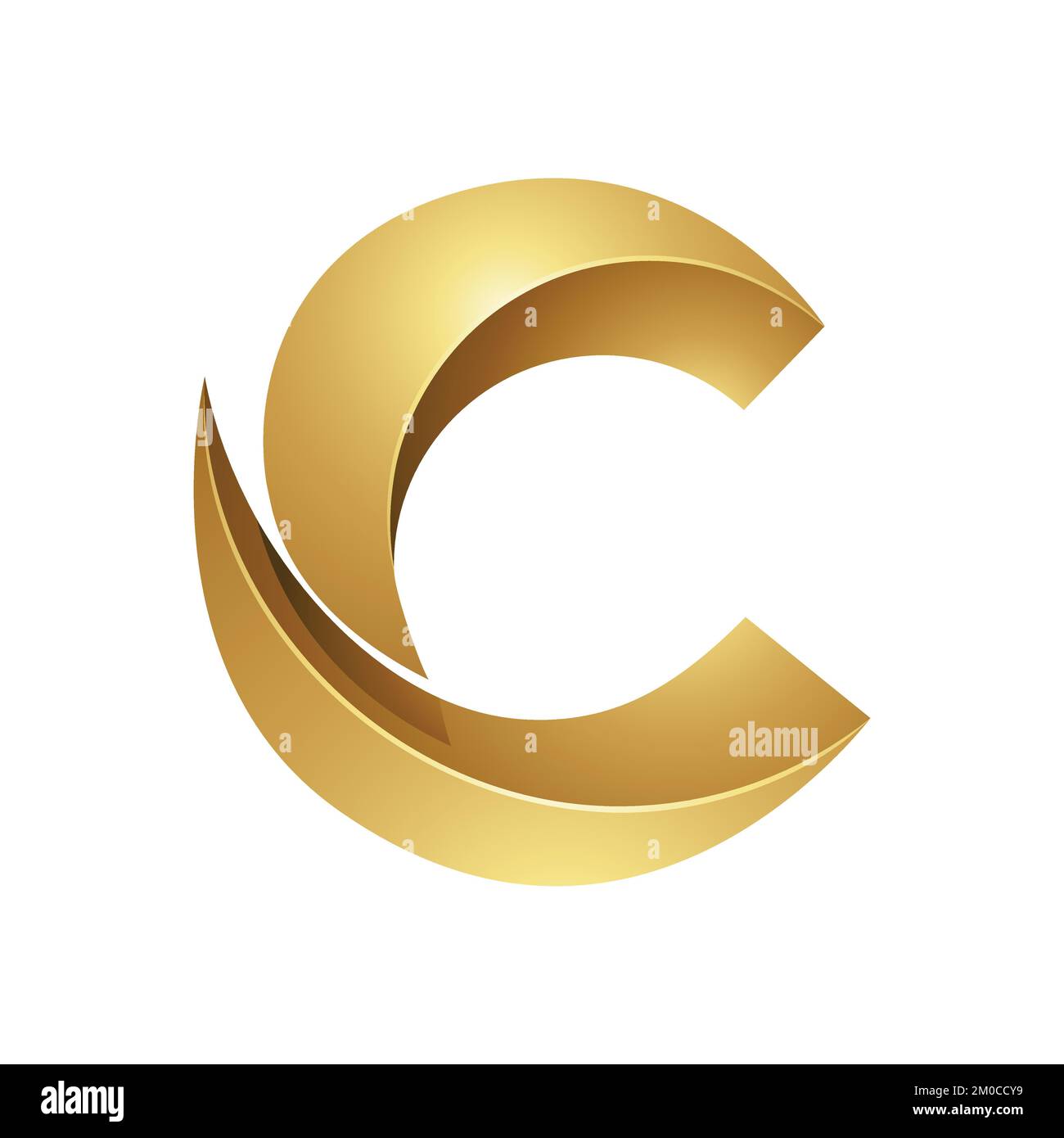 Golden 3d Letter C Resembling Melon Slices on a White Background Stock ...