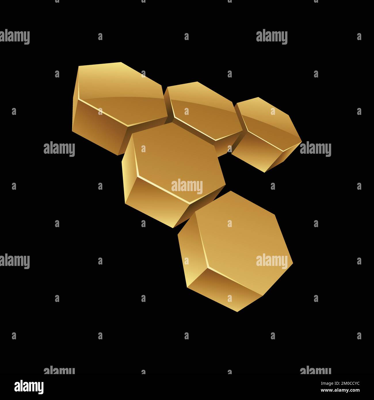 Golden 3d Honeycomb Hexagons on a Black Background Stock Vector Image ...