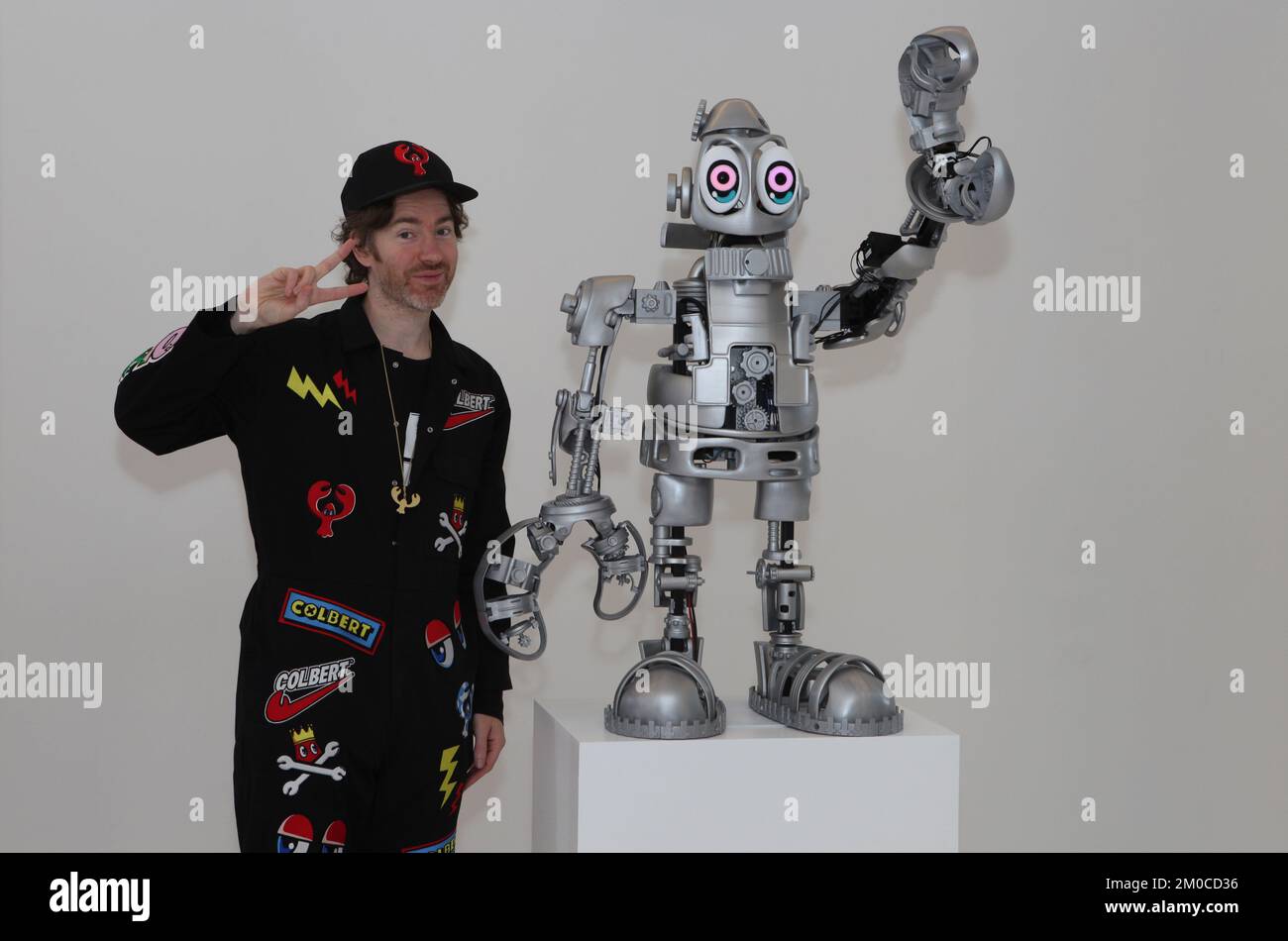 London, UK. Philip Colbert with his art-making LobsterBot at the ...