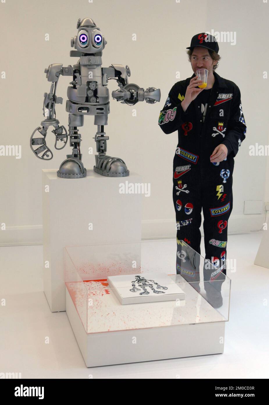 London, UK. Philip Colbert with his art-making LobsterBot at the ...