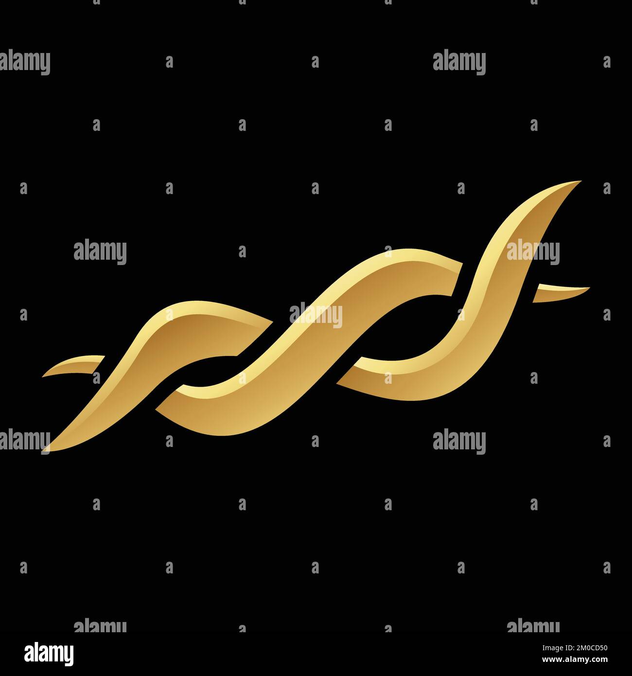Golden Abstract DNA Helix Icon on a Black Background Stock Vector Image ...