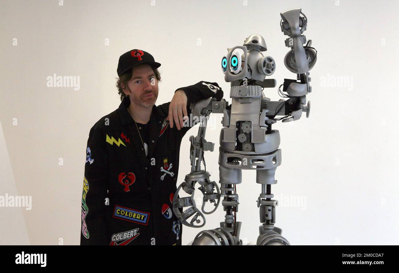 London, UK. Philip Colbert with his art-making LobsterBot at the ...