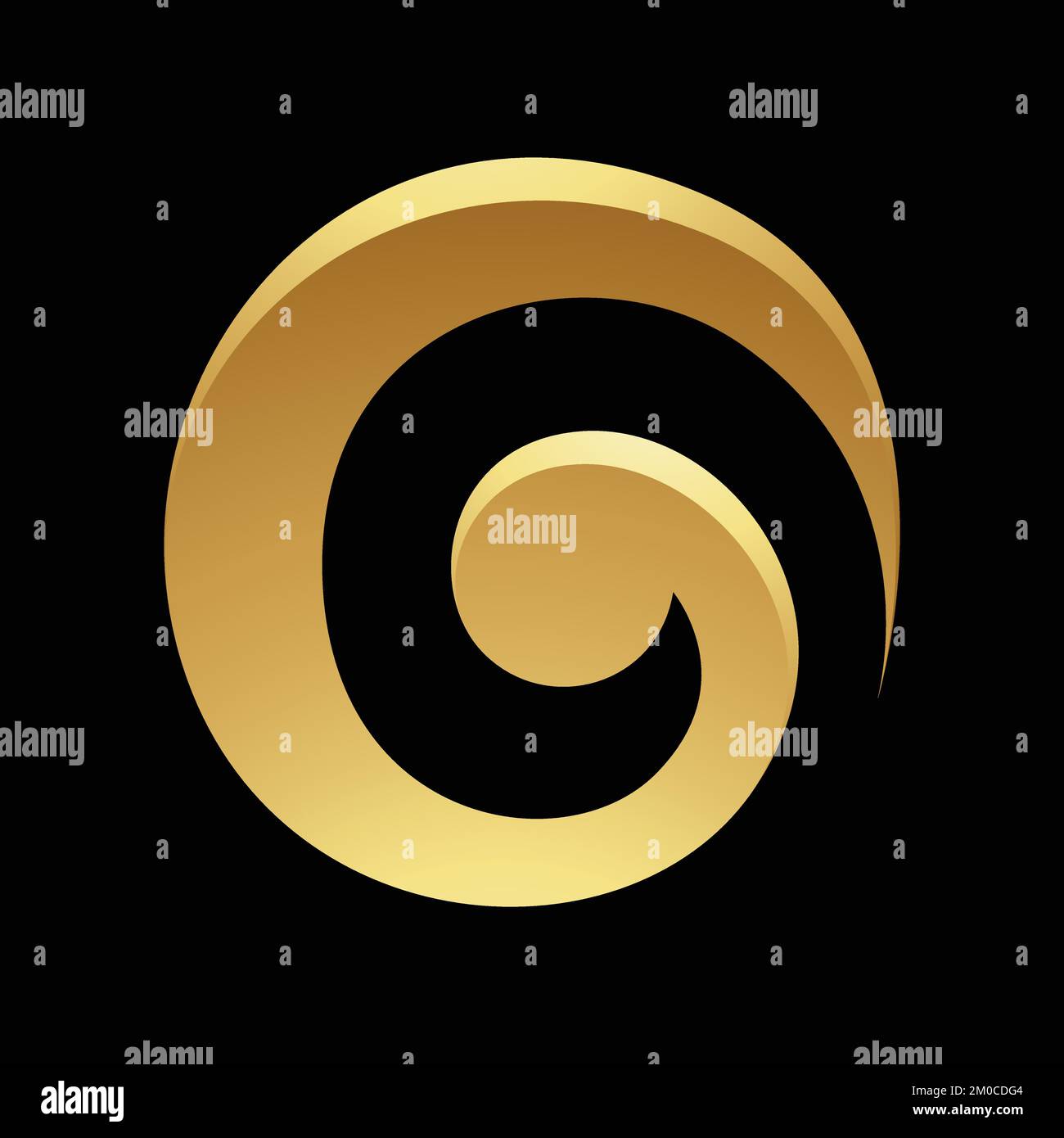 Golden Abstract Swirly Circle Icon on a Black Background Stock Vector ...