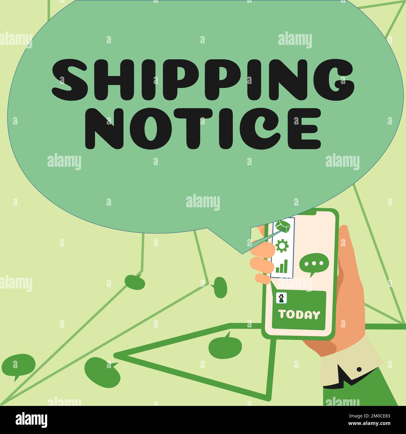 Text caption presenting Shipping Notice. Concept meaning ships ...