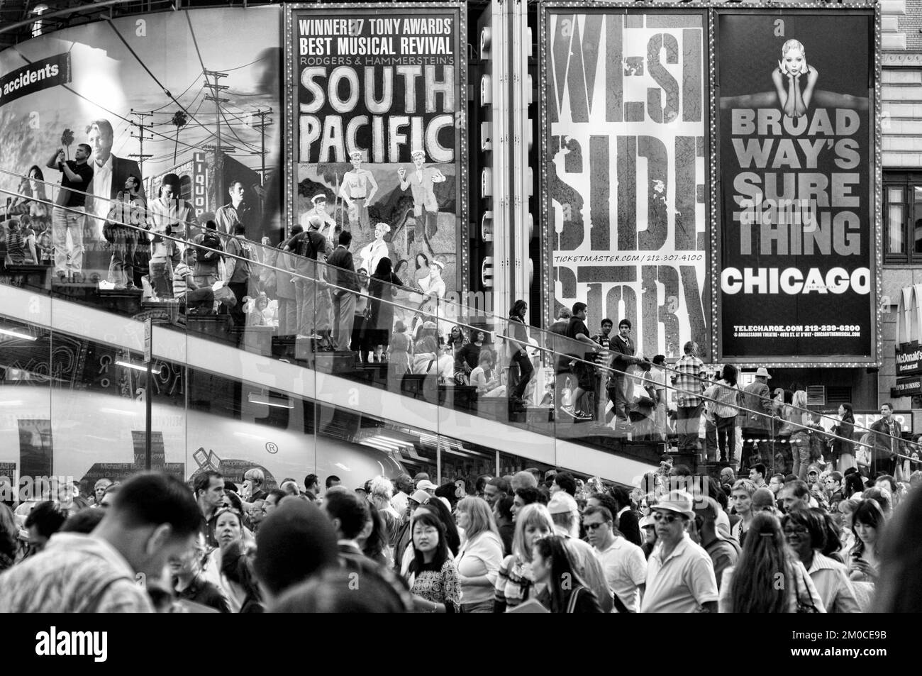 Times Square, New York City at night. Crowds in Times Square on a fall ...