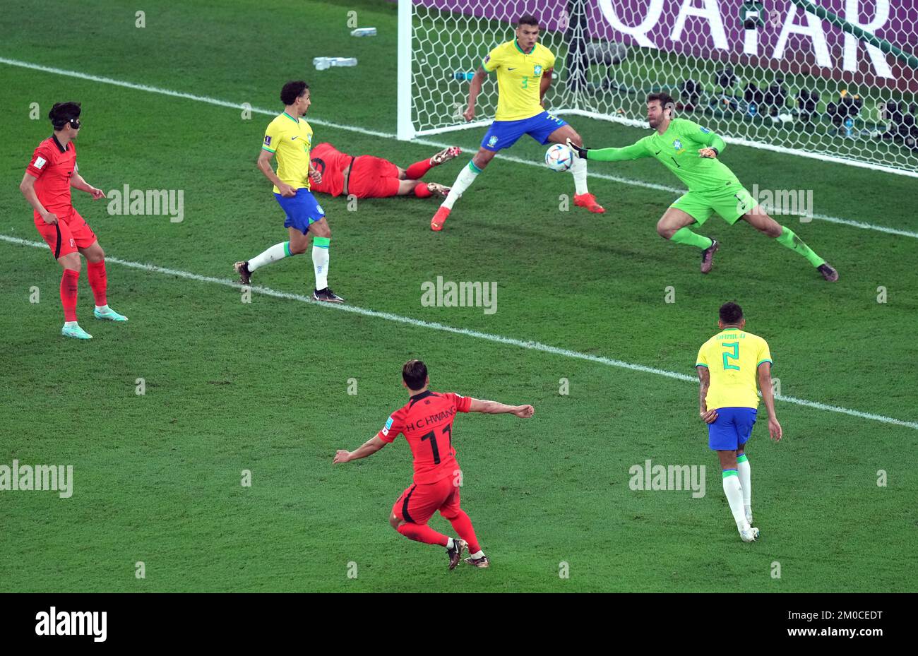 Brazil goalkeeper Alisson makes a save during the FIFA World Cup Round ...