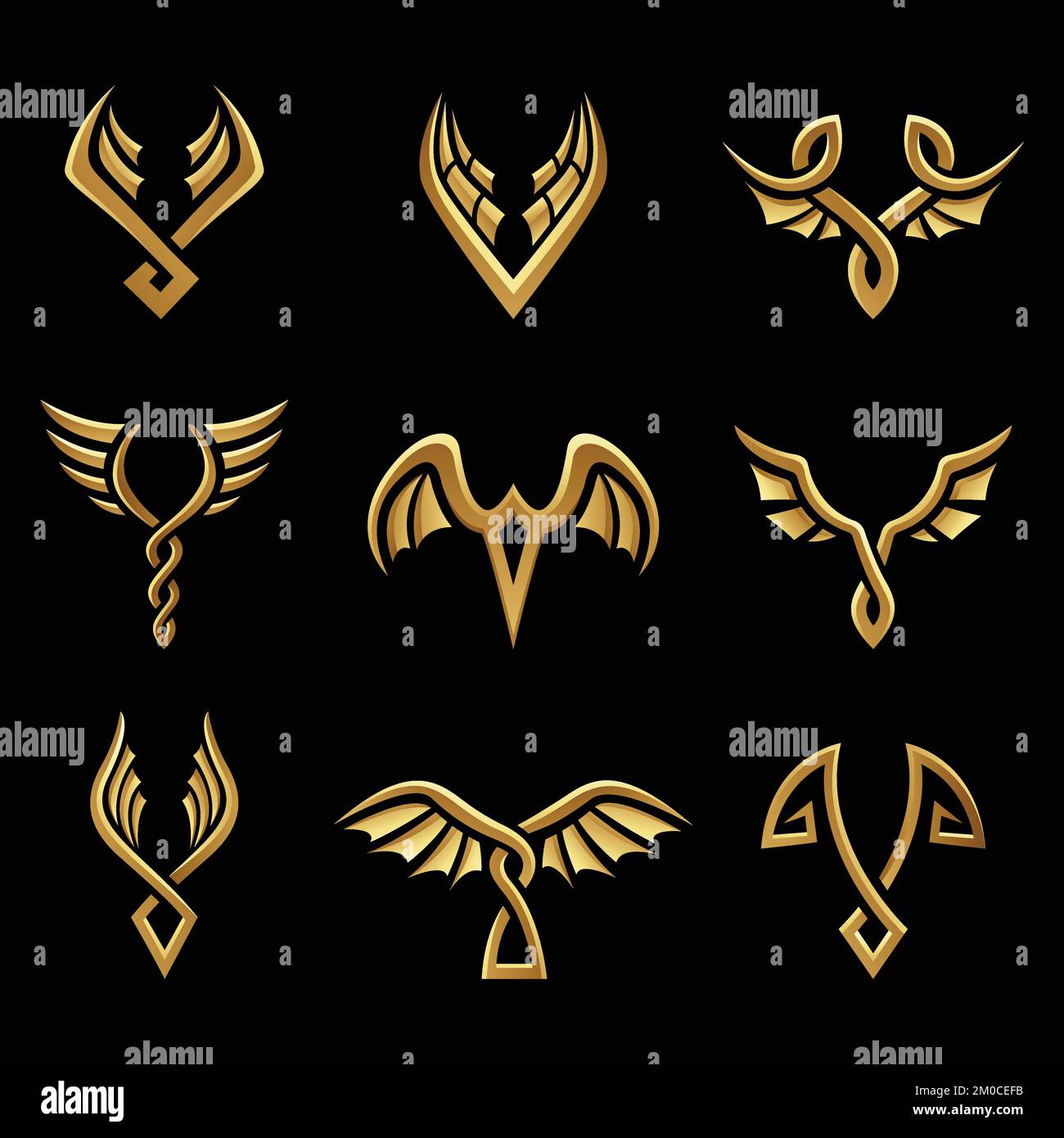 Golden Abstract Wings on a Black Background Stock Vector Image & Art ...