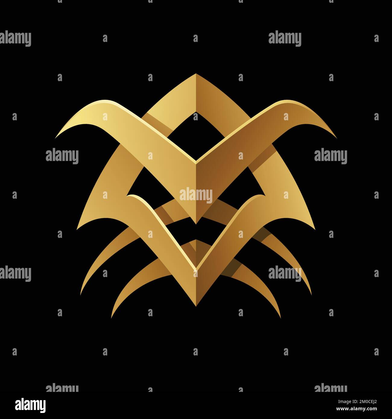 Golden Abstract Tribal Spiky Icon on a Black Background Stock Vector ...