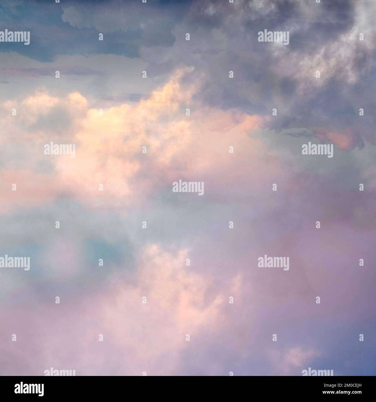 Semi abstract impressionistic colour photograph of cloudscapes backlit ...